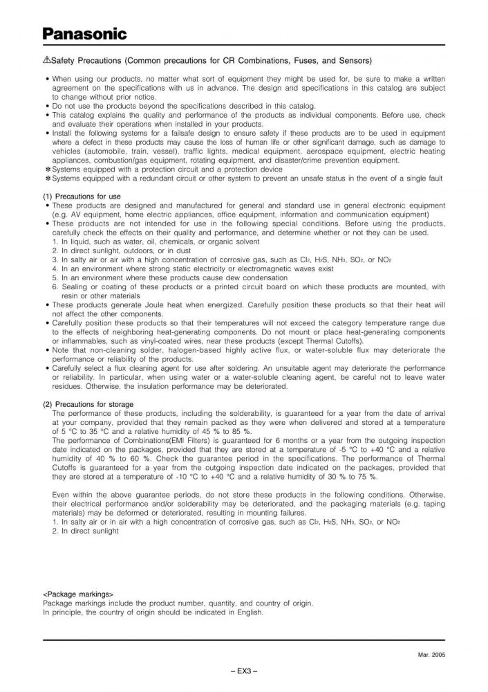 PANASONIC thermal cutoff datasheet page 8