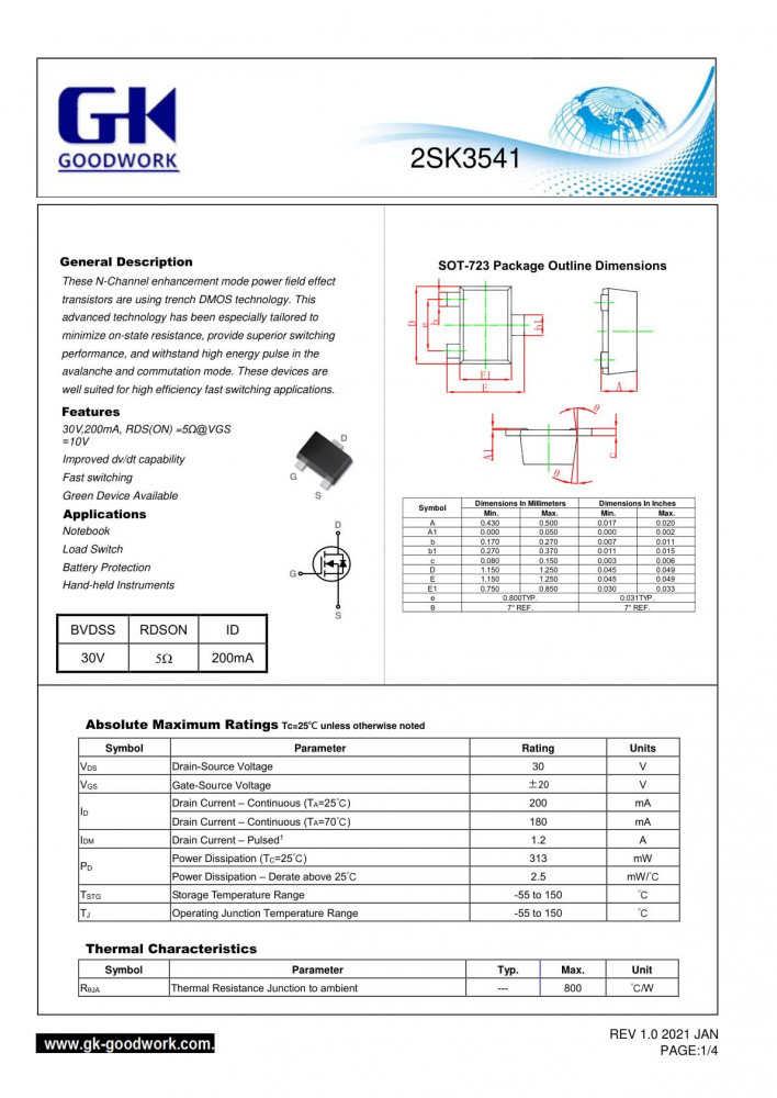 2SK3541-GK datasheet page 1