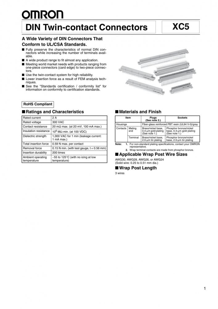 OMRON XC5 technical document page 1