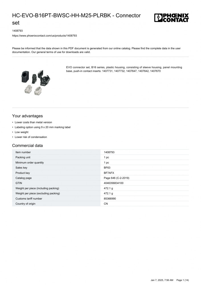 Phoenix Contact 1408793 technical document page 1