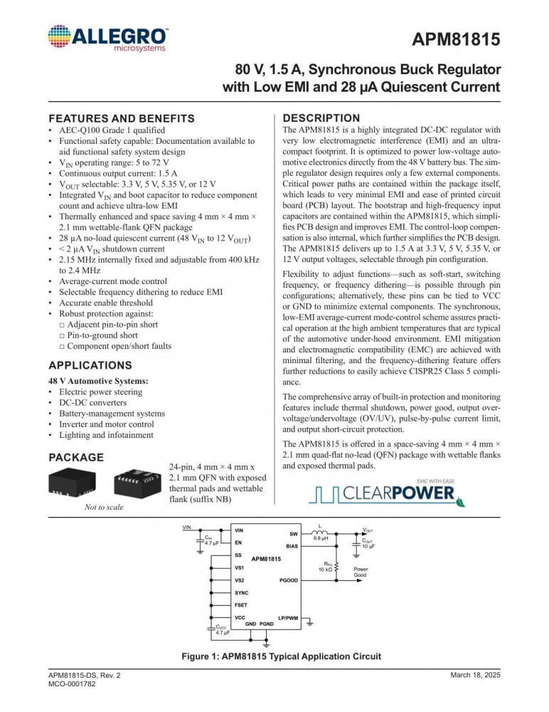 APM81815 datasheet page 1