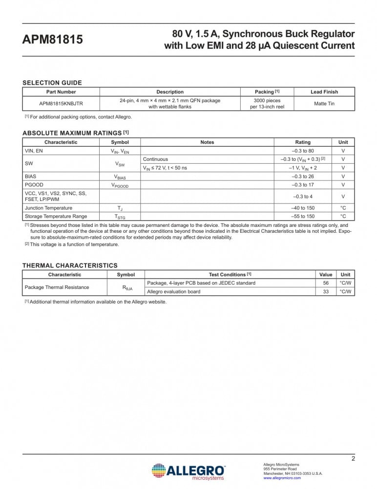 APM81815 datasheet page 2