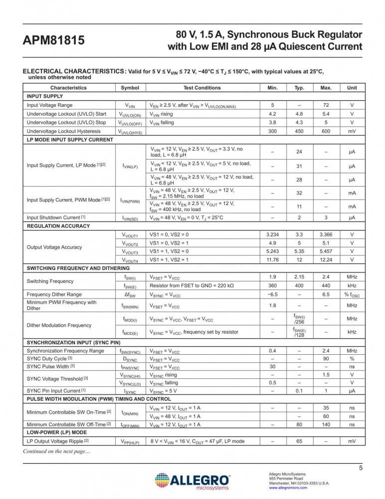 APM81815 datasheet page 5