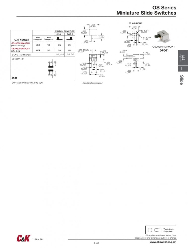 C&K OS Series datasheet page 7