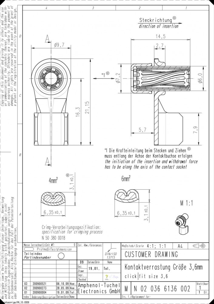 Amphenol N020366136002 customer drawing