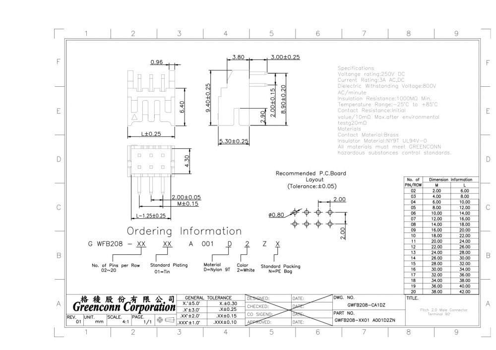 GREENCONN GWFB208-0301A001D2ZN-9B technical document preview