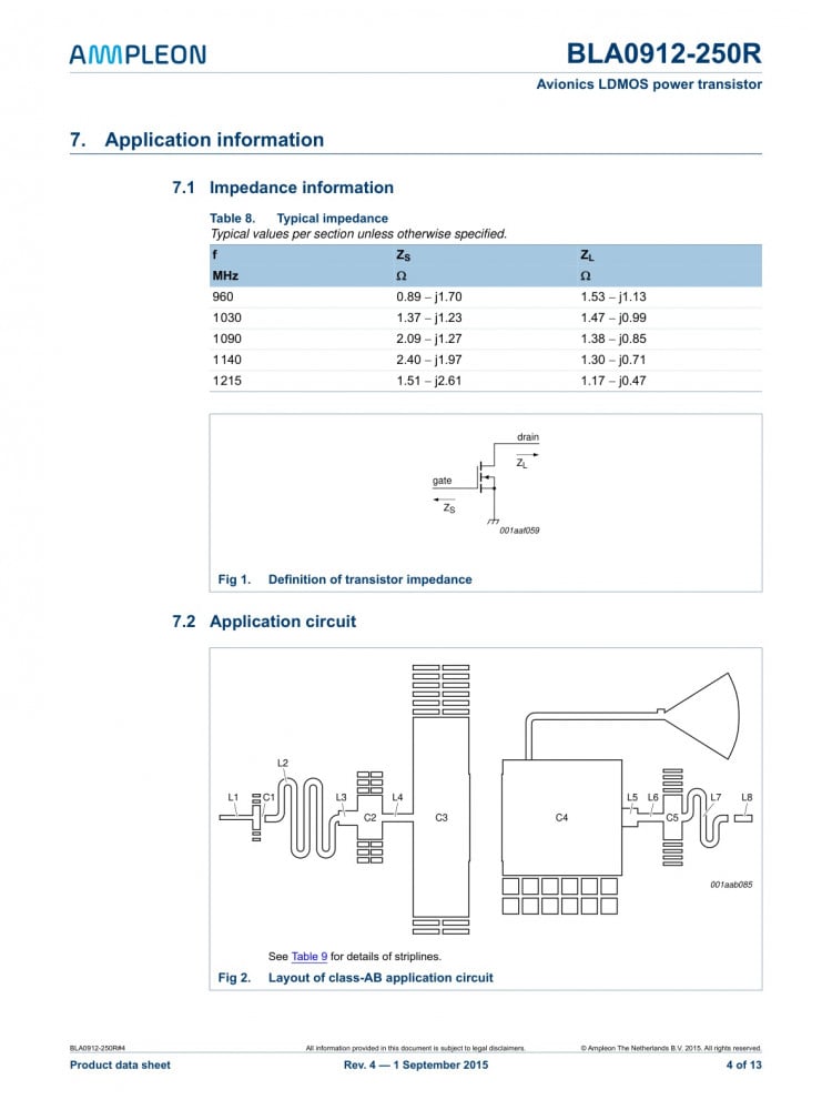 BLA0912-250R datasheet page 4