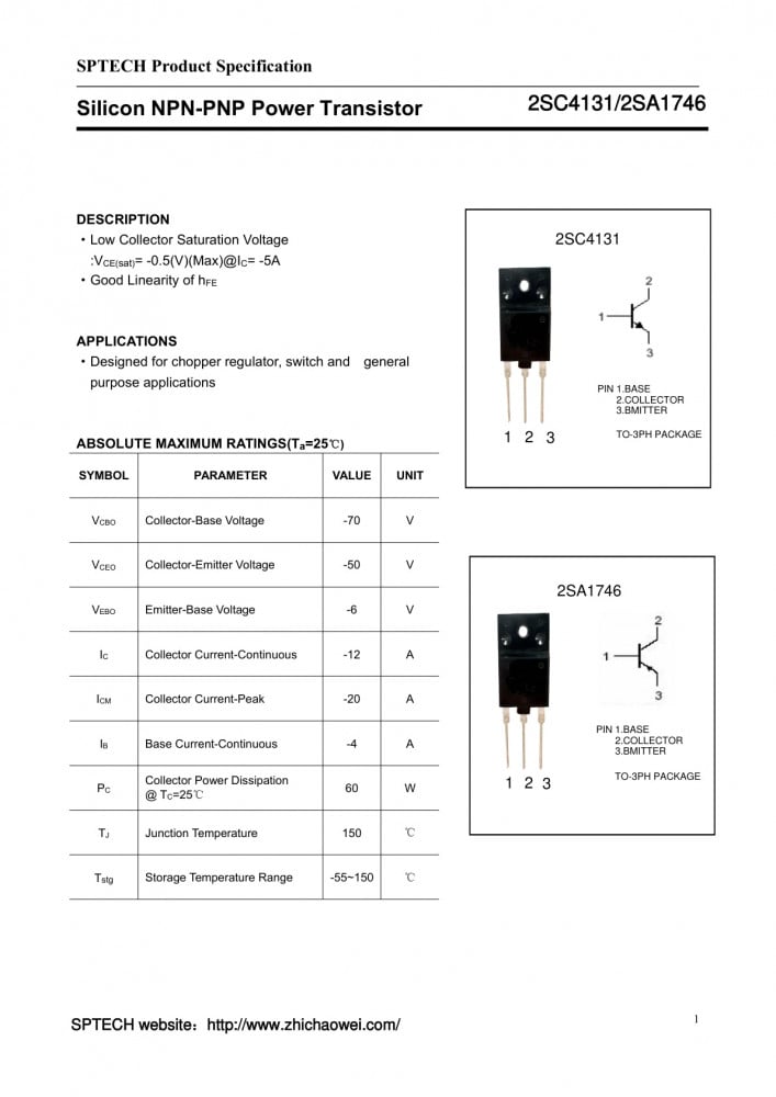 2SA1746 datasheet page 1