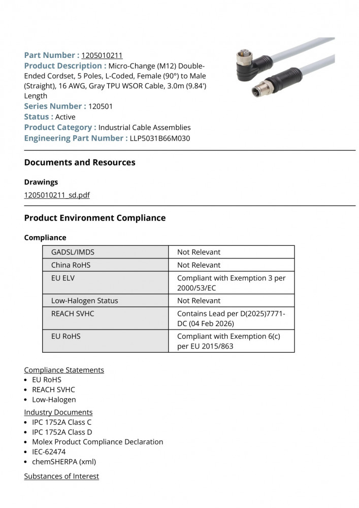 MOLEX technical drawing page 1