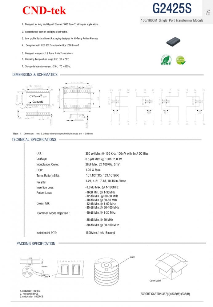 CND-tek G2425S datasheet page