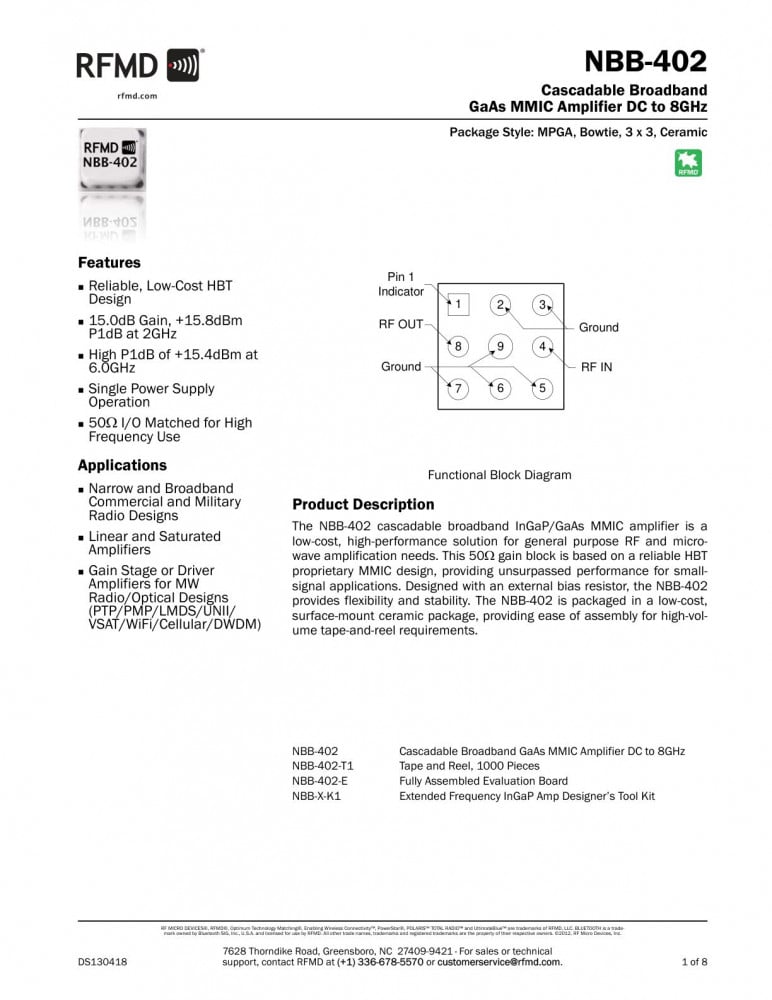 NBB-402-T1 technical document page 1