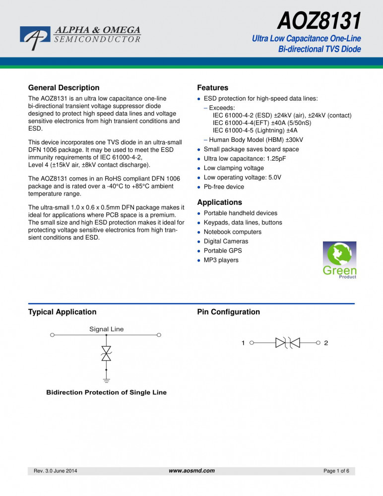 AOZ8131DI-05L datasheet page 1