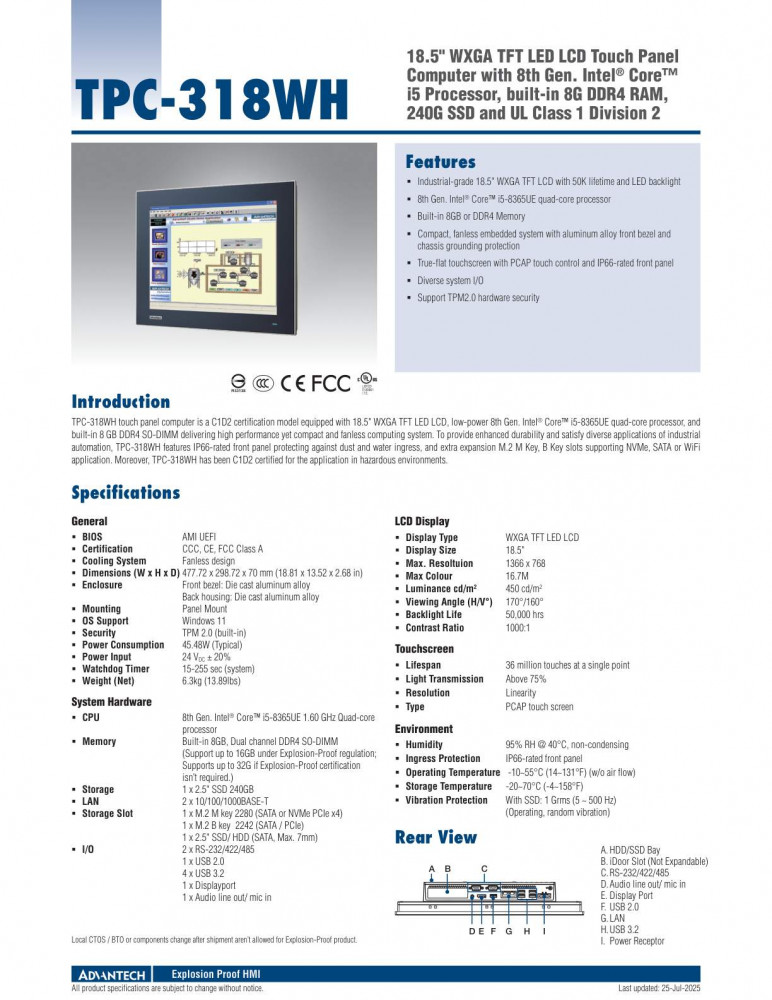 TPC-318WH product document page 1