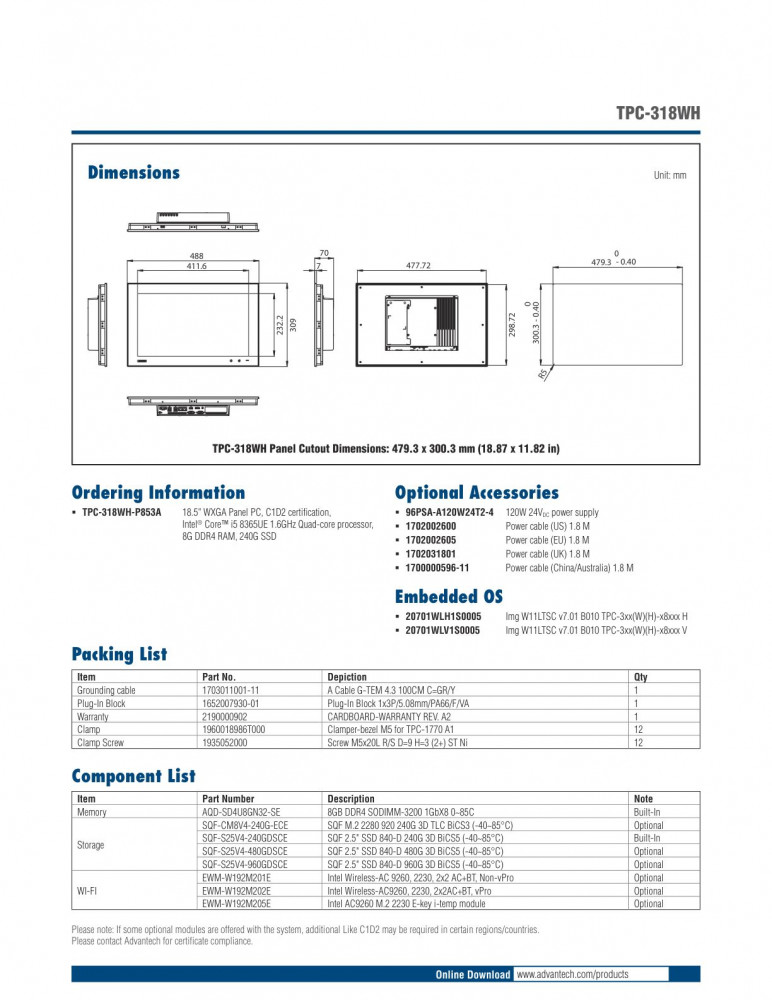 TPC-318WH product document page 2