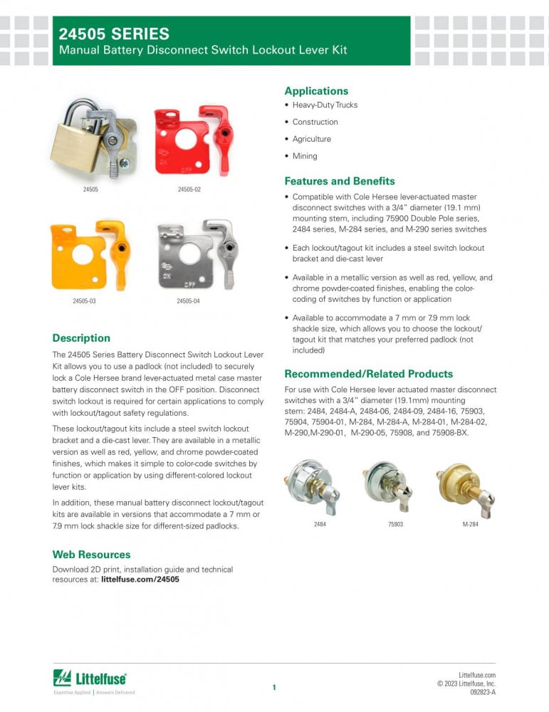 Littelfuse 80101-B technical document page 1