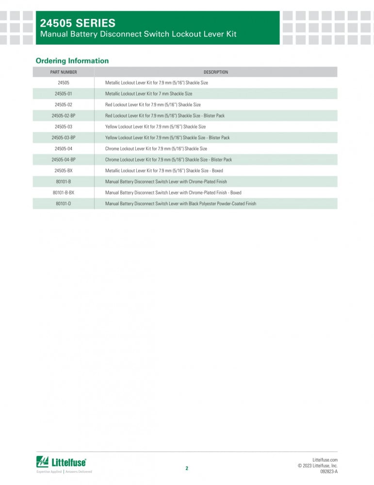 Littelfuse 80101-B technical document page 2