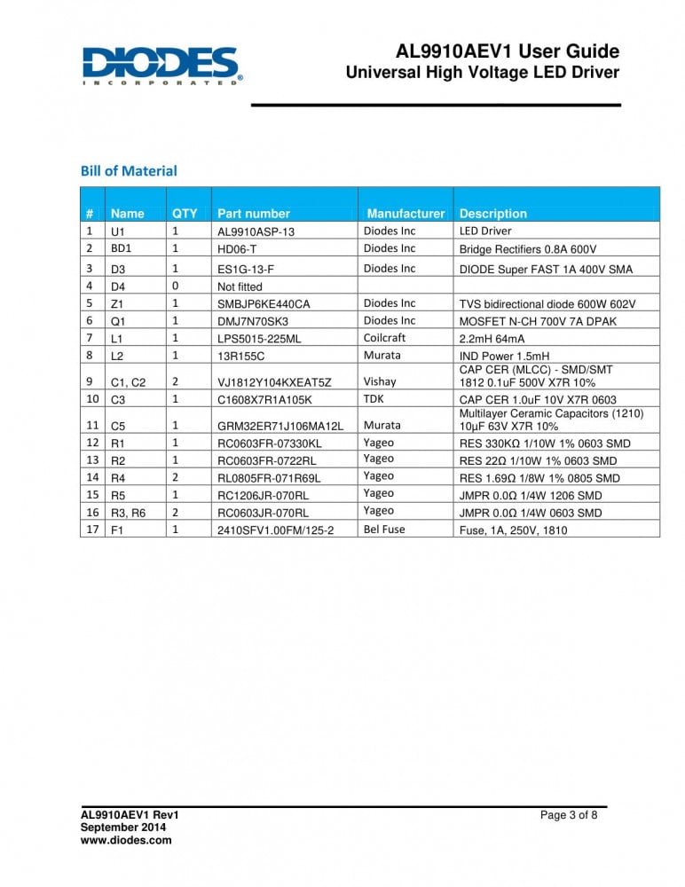AL9910AEV1 technical document page 3