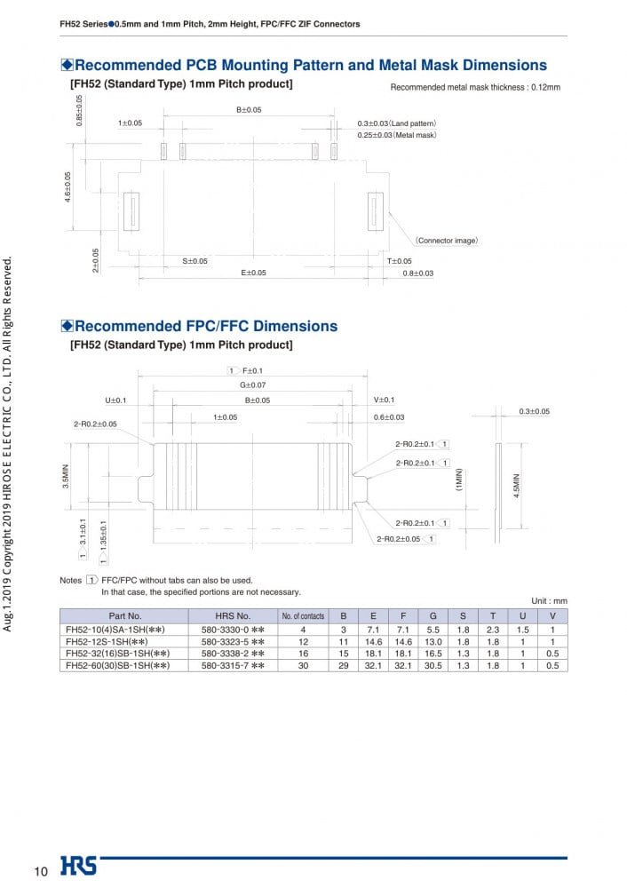 HRS FH52 series datasheet page 10