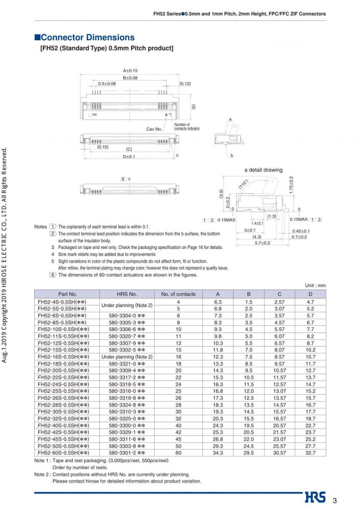HRS FH52 series datasheet page 3