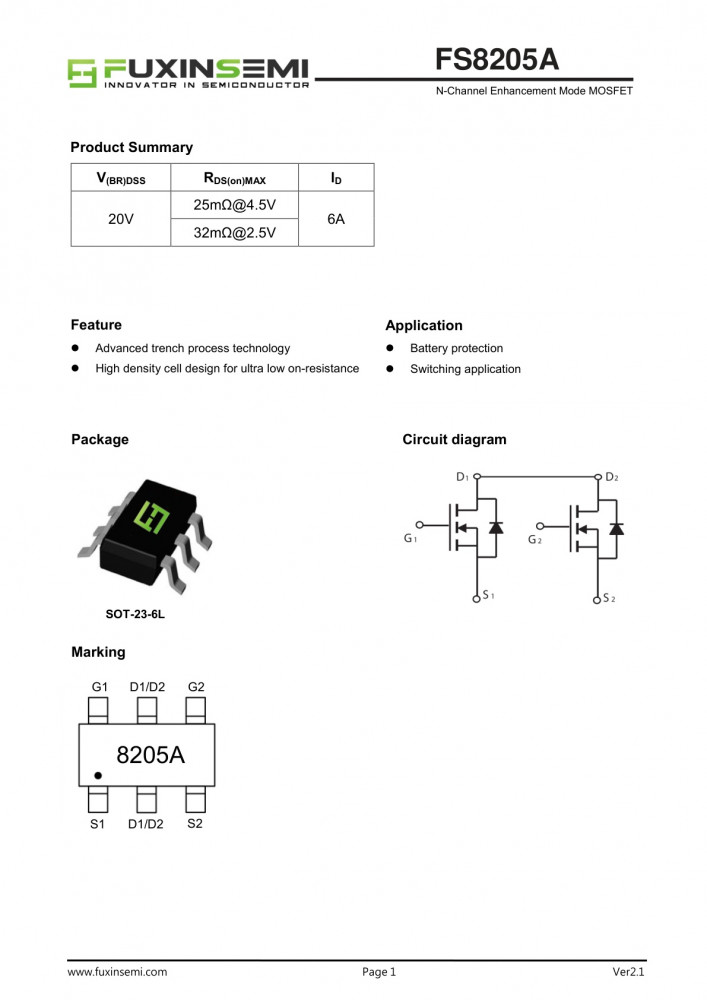 FS8205A datasheet page 1