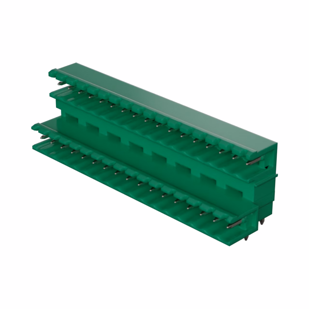 5.00mm Pitch Eurostyle Horizontal Dual Level PCB Header, Open Ends, Green Housing, 34 Circuits for sale