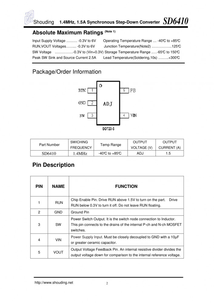 SD6410 datasheet page 2