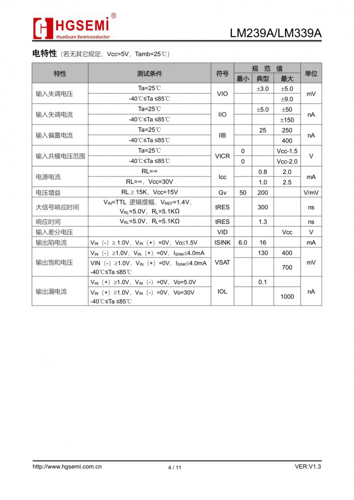 HGSEMI LM339A datasheet page 4