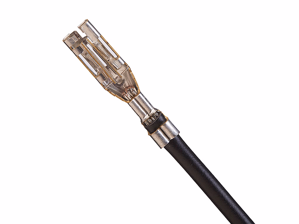 Pre-Crimped Lead Sabre Male-to-Sabre Male, Tin (Sn) Plating, 150.00mm Length, 16 AWG, Black