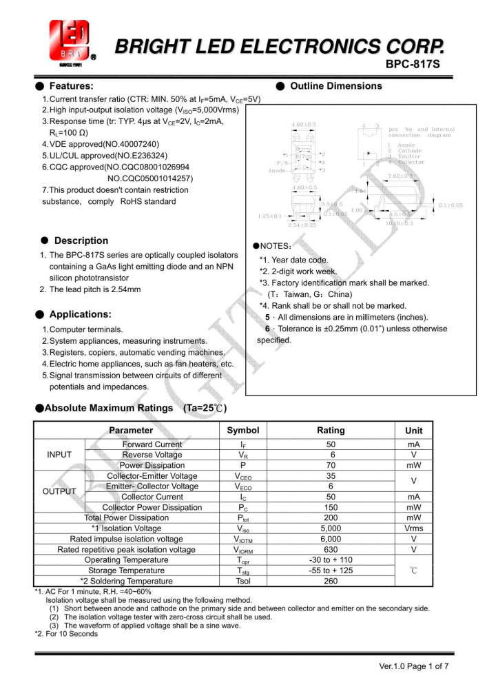 BPC-817S datasheet page 1