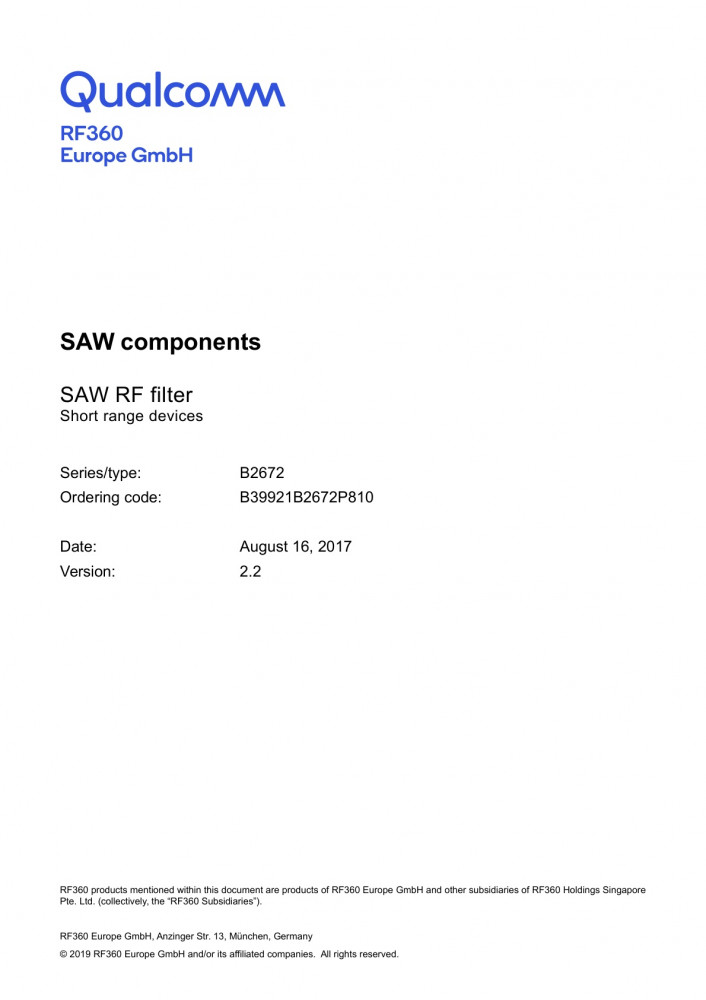 B39921B2672P810 datasheet page 1