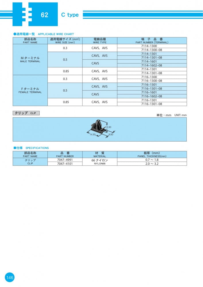 YAZAKI C Type connector documentation page 3