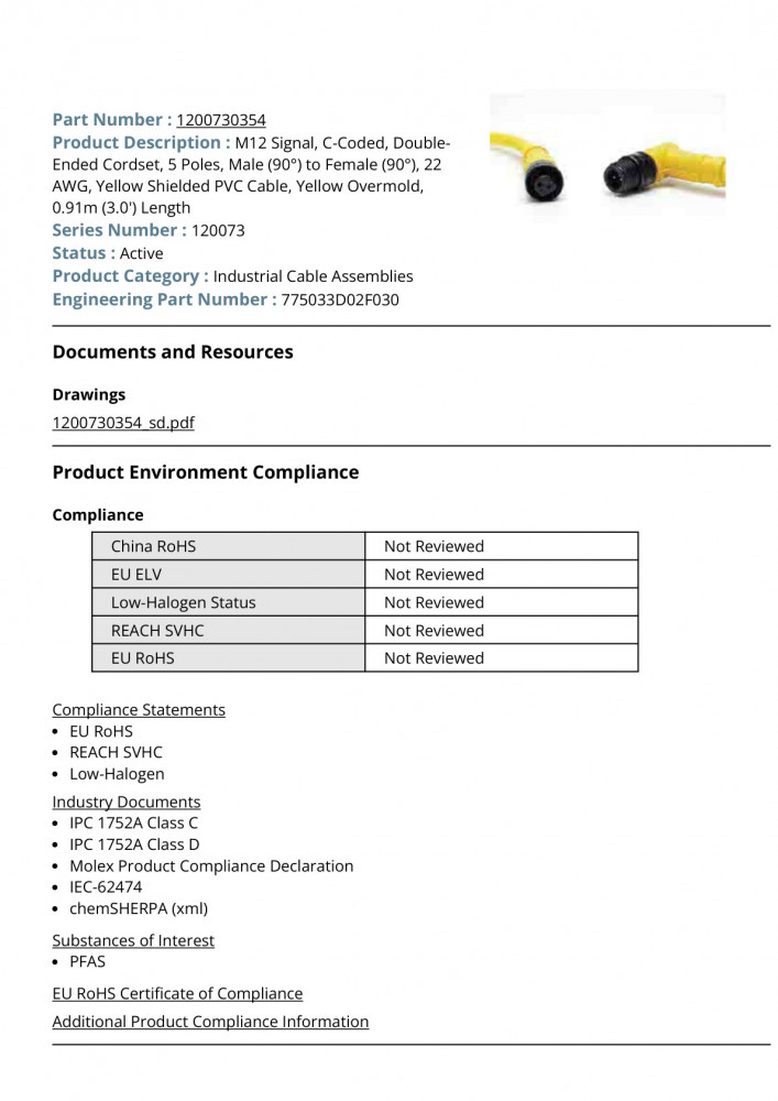 Molex technical document page 1