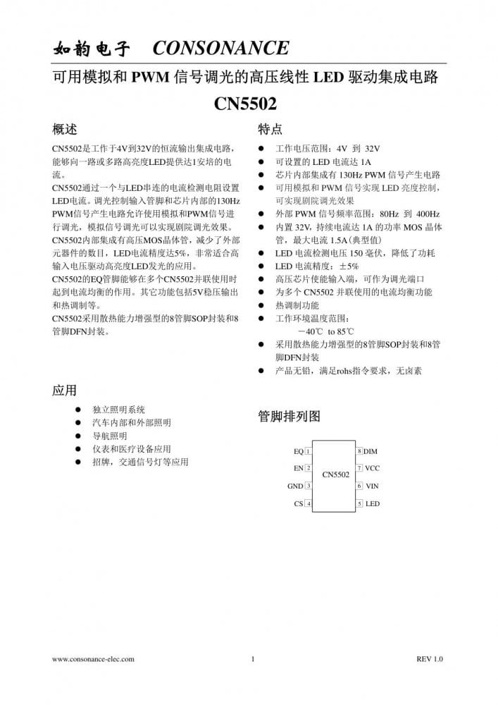 CN5502 datasheet page 1