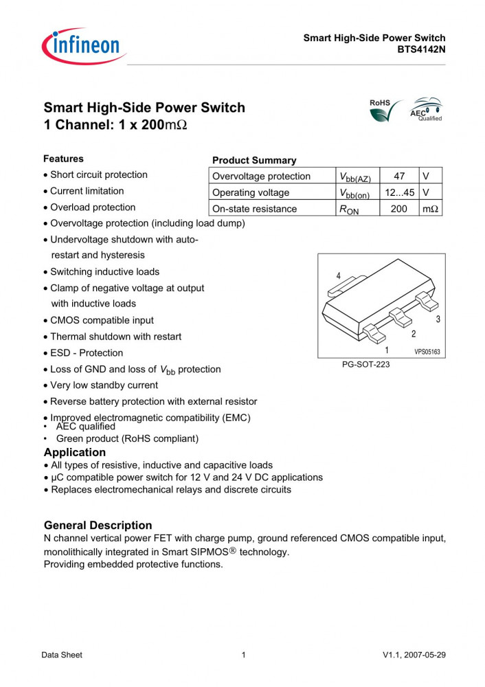 BTS4142N datasheet page 1