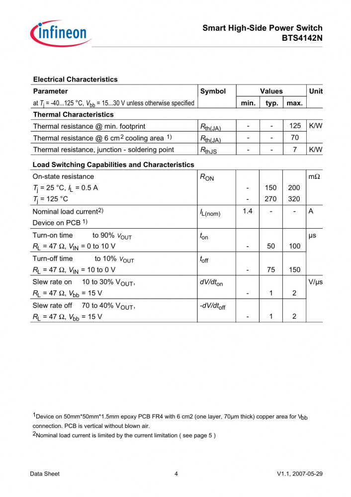 BTS4142N datasheet page 4