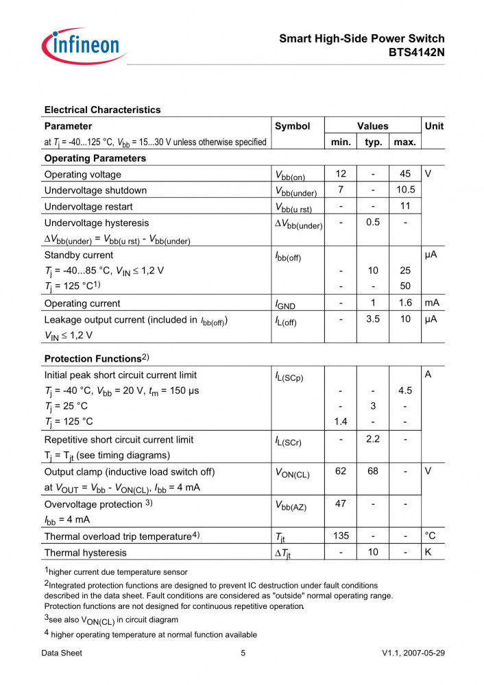 BTS4142N datasheet page 5