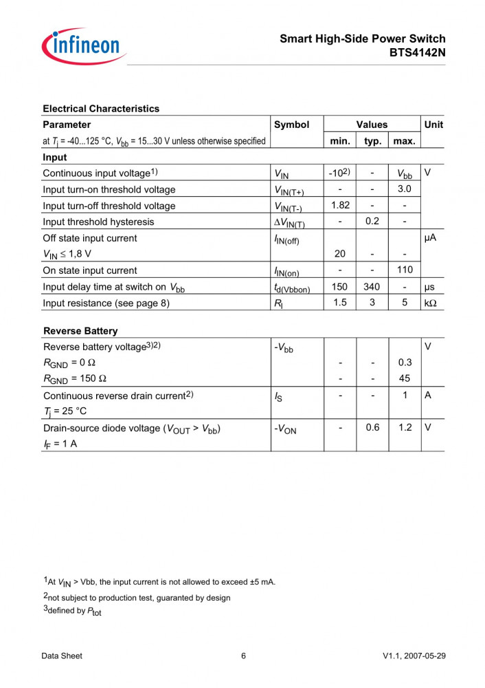 BTS4142N datasheet page 6