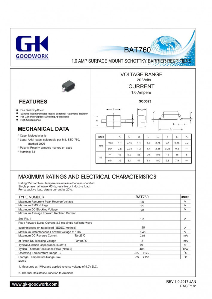 GOODWORK BAT760 datasheet page 1
