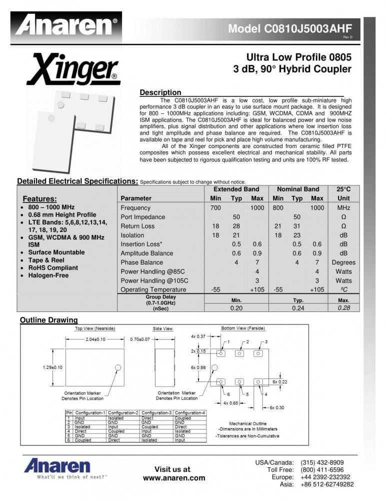 C0810J5003AHF-B datasheet page 1