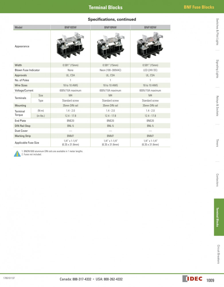 IDEC terminal block documentation page 3