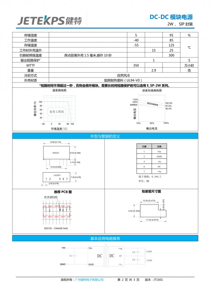 JETEKPS E1212S-2W datasheet page 2