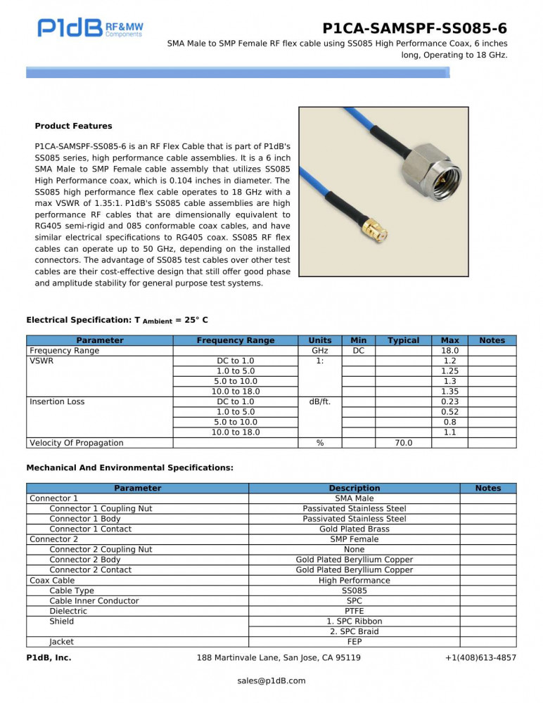 P1CA-SAMSPF-SS085-6 product specification image