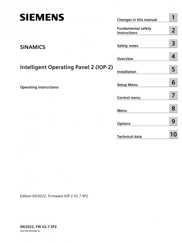 SIEMENS SINAMICS IOP-2 documentation page 3
