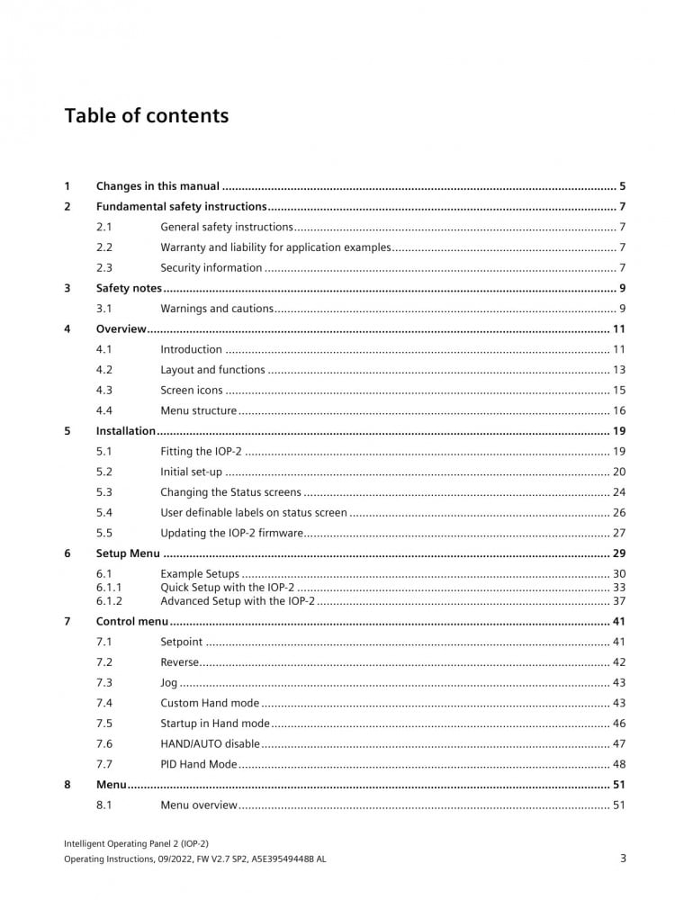 SIEMENS SINAMICS IOP-2 documentation page 5