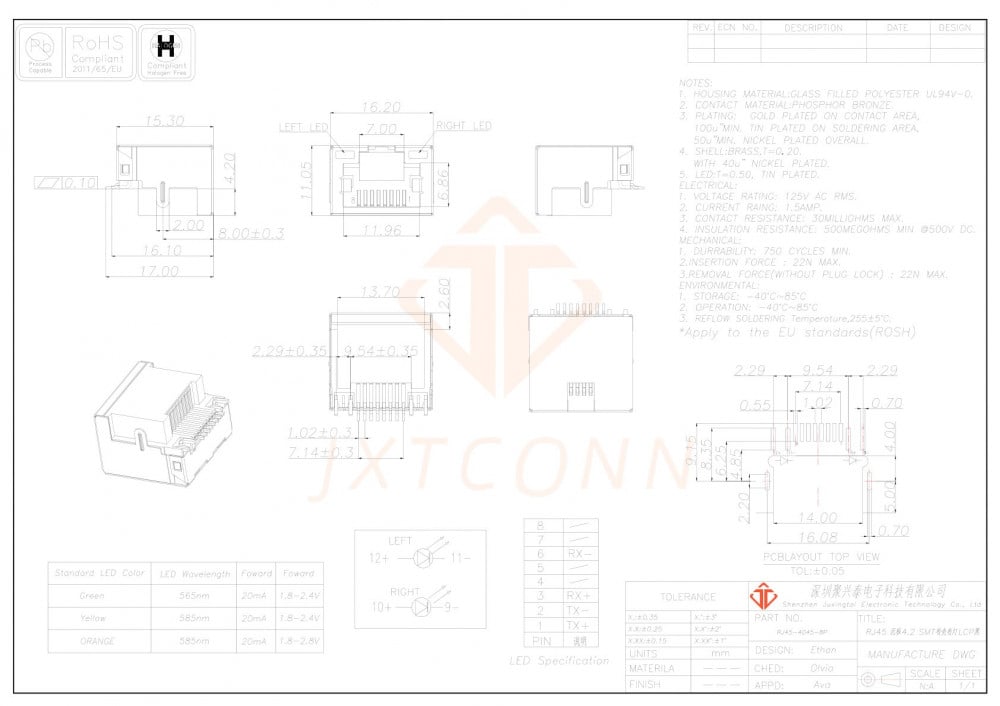 RJ45-4045-8P technical document page