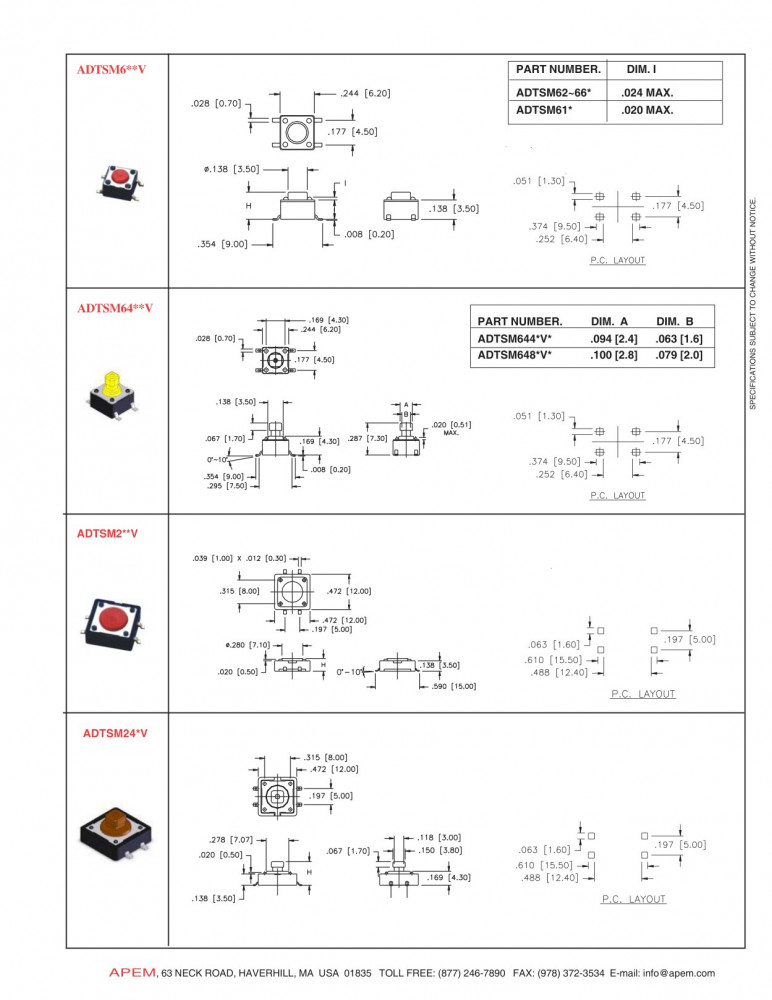 APEM ADTS25NV technical document page 4
