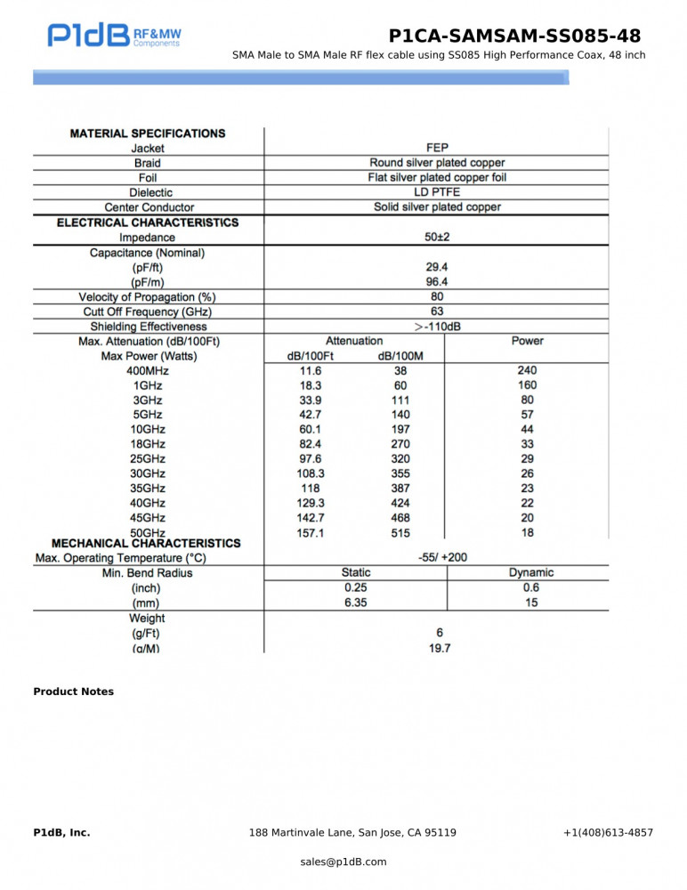 P1CA-SAMSAM-SS085-48 technical document, page 3