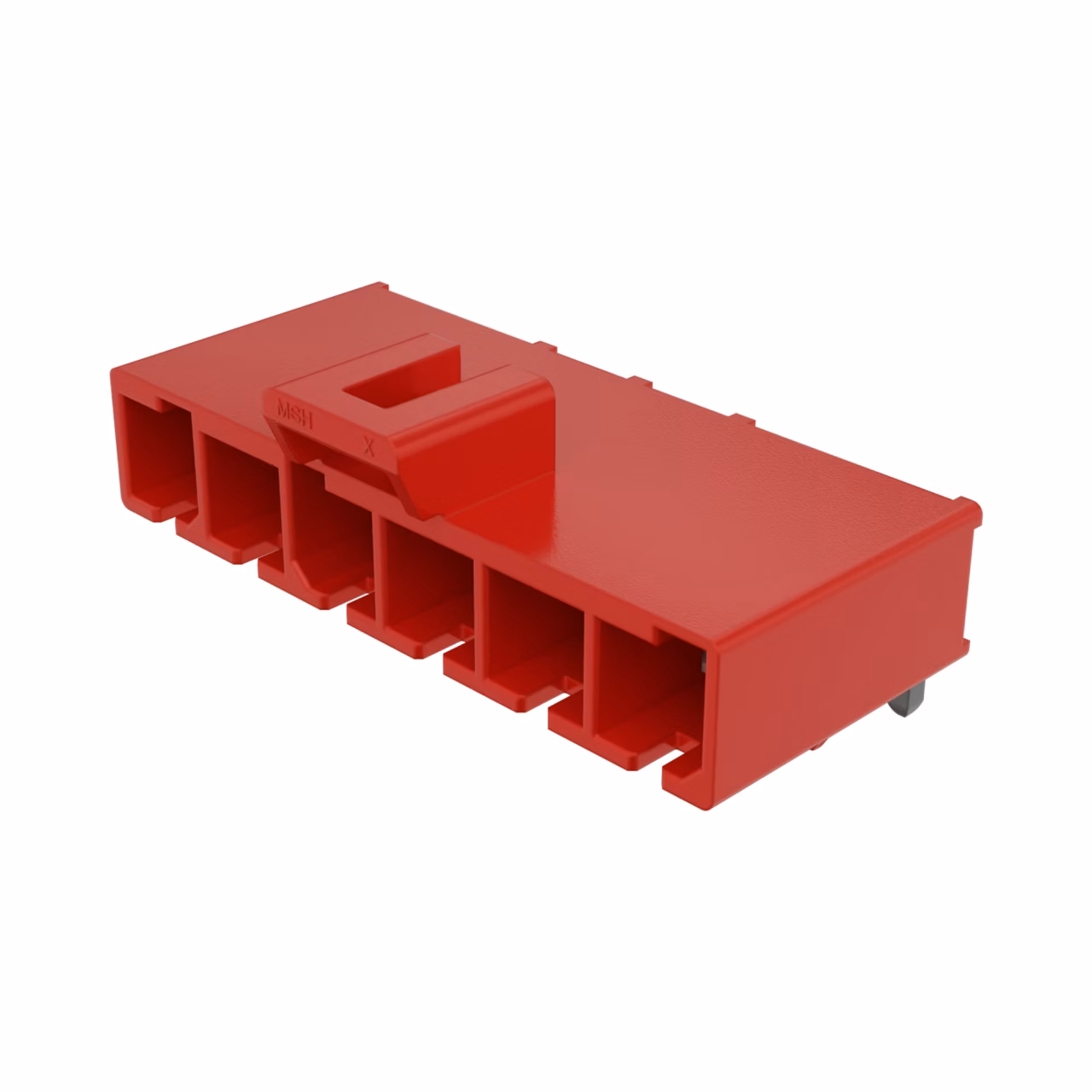 Mega-Fit ColorLock Right-Angle Header, 5.70mm Pitch, Single Row, 6 Circuits, Matte Tin (Sn) Plating, Glow-Wire Capable, Tray, Red for sale