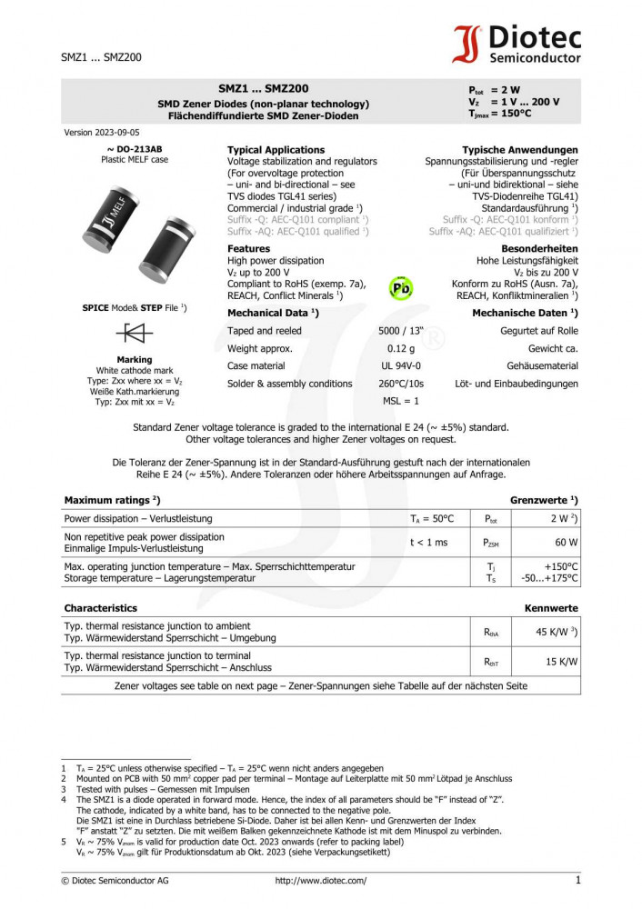 DIOTEC SMZ22 datasheet page 1