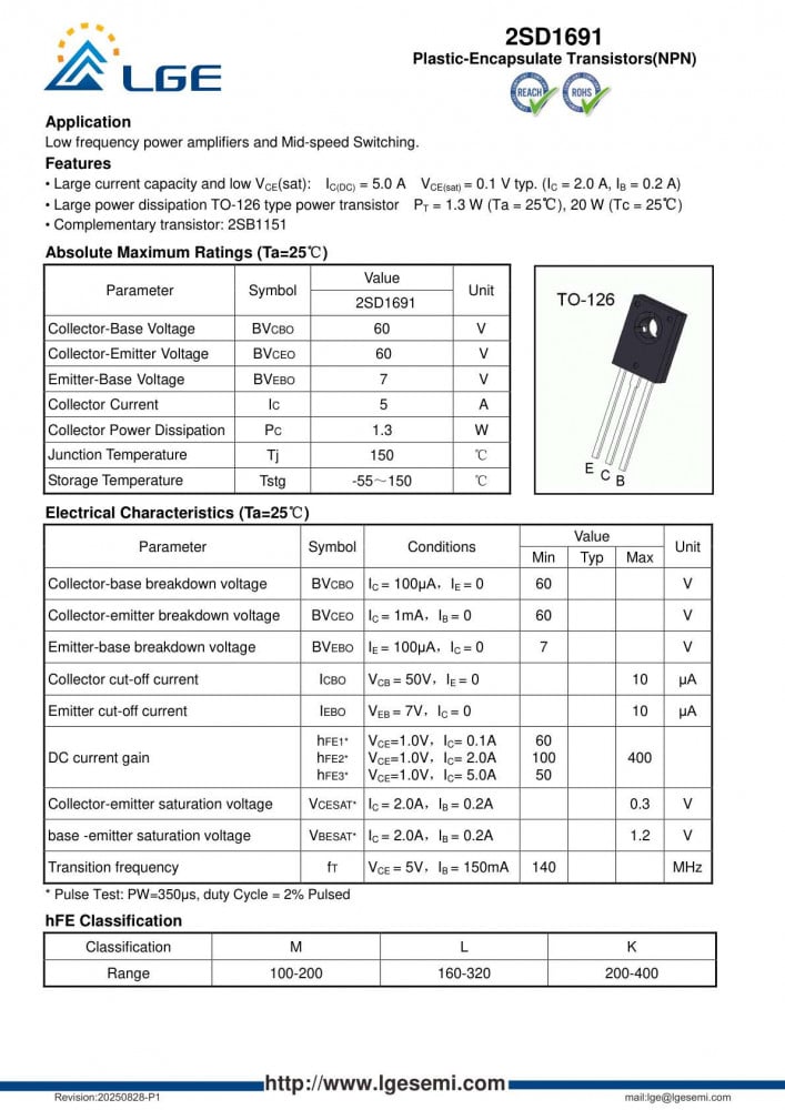 2SD1691 datasheet page 1